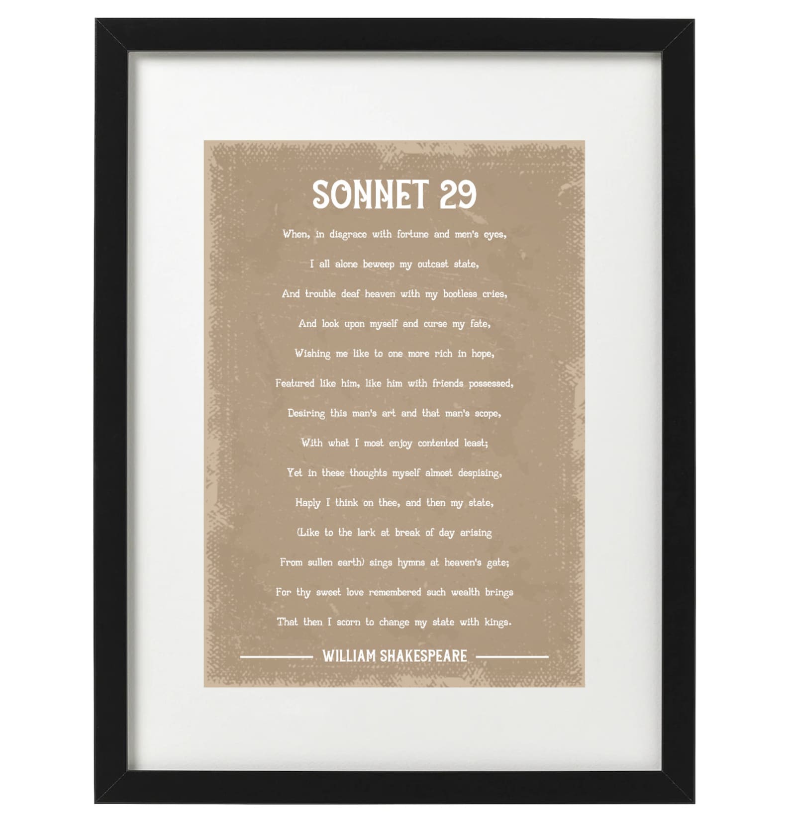 William Shakespeare Sonnet 29 Poem Art Print - Etsy UK