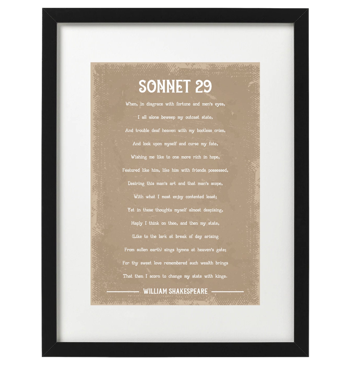 William Shakespeare Sonnet 29 Poem Art Print - Etsy UK