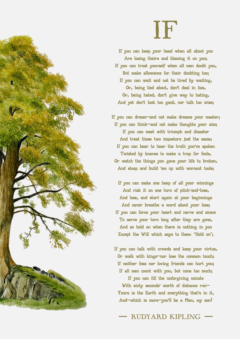 Rudyard Kipling If Poem Art Print - Etsy