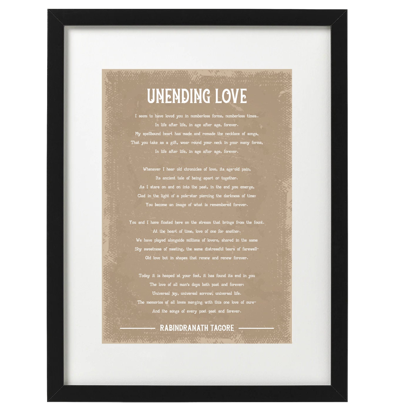 Rabindranath Tagore Unendling Love Poem Art Print - Etsy UK