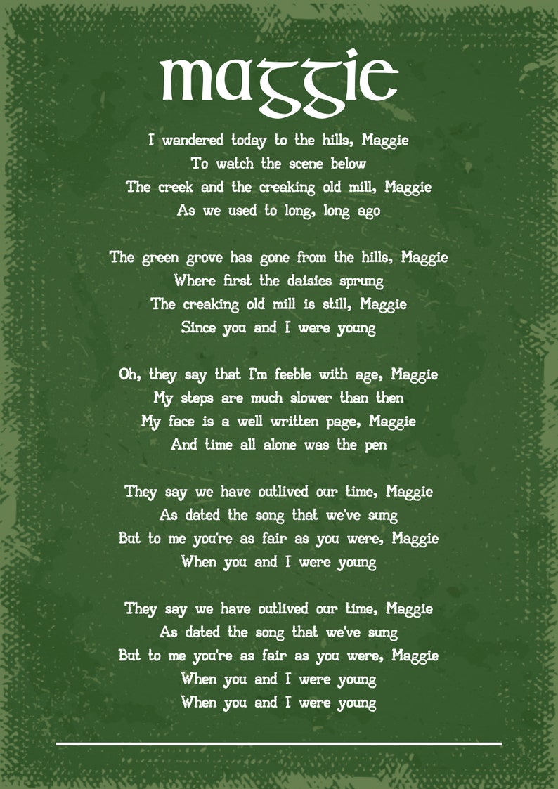 Maggie Traditional Irish Song Art Print - Etsy UK