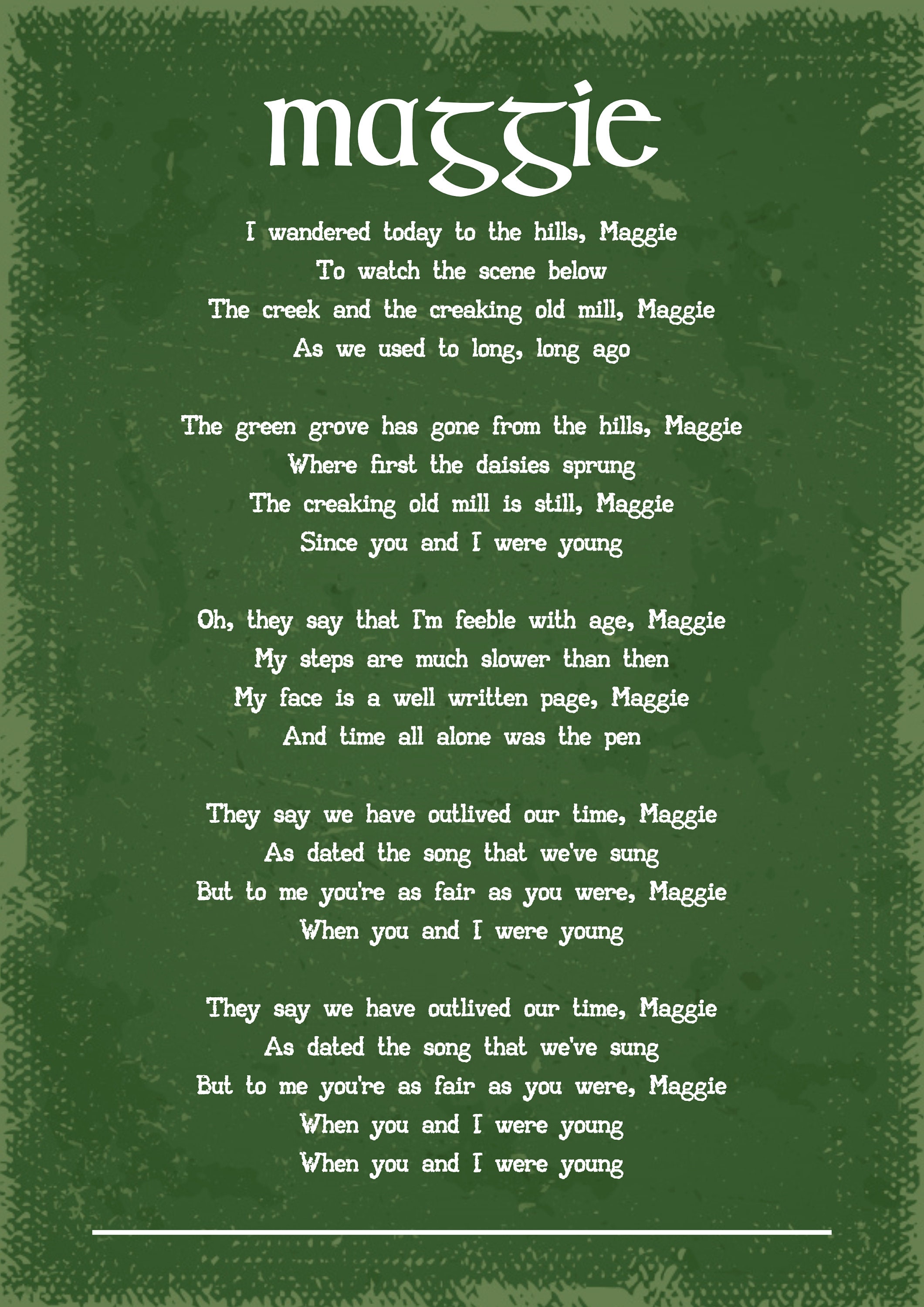 Maggie Traditional Irish Song Art Print - Etsy