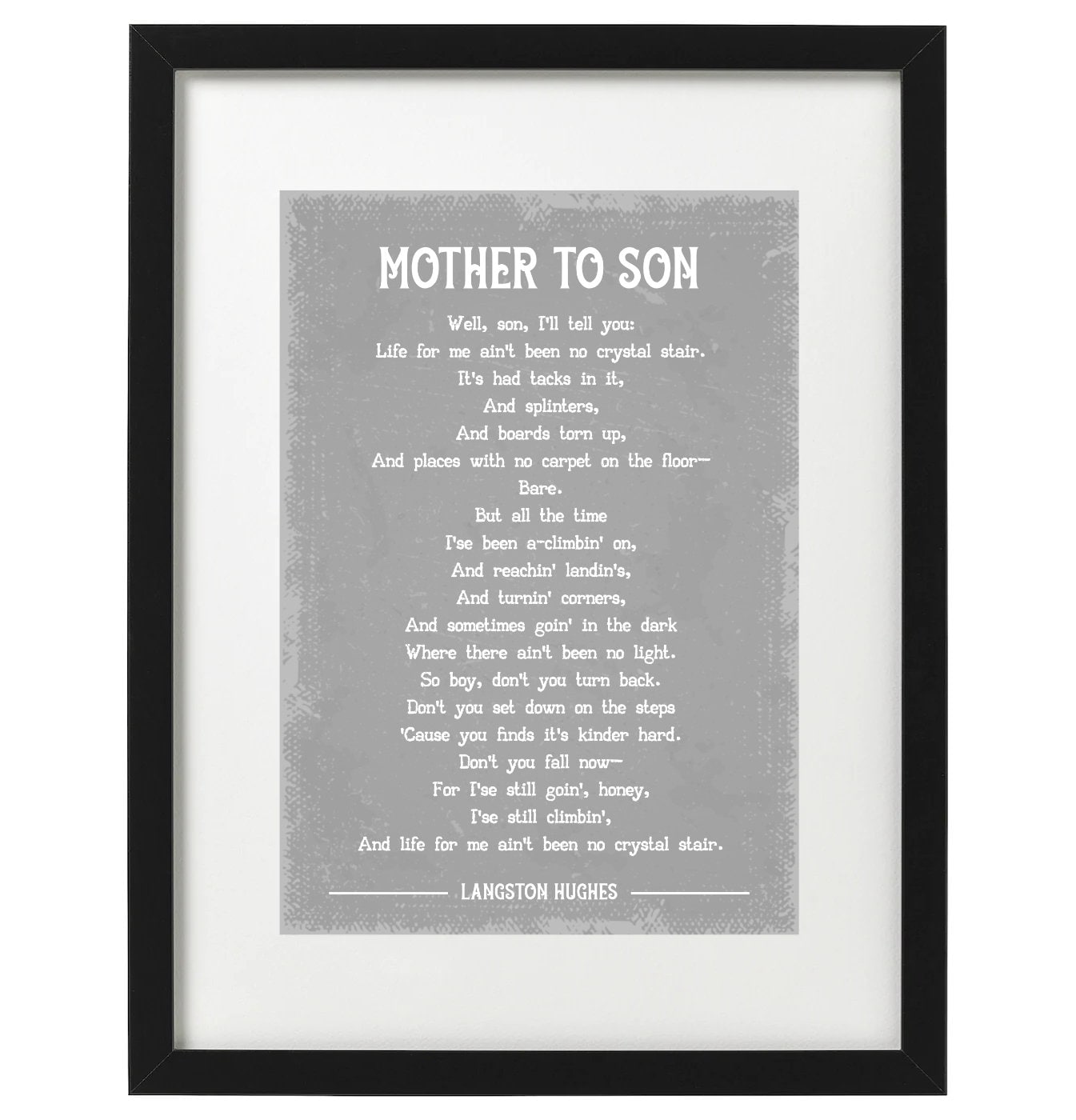 Langston Hughes Mother Poem to Son Art Print - Etsy