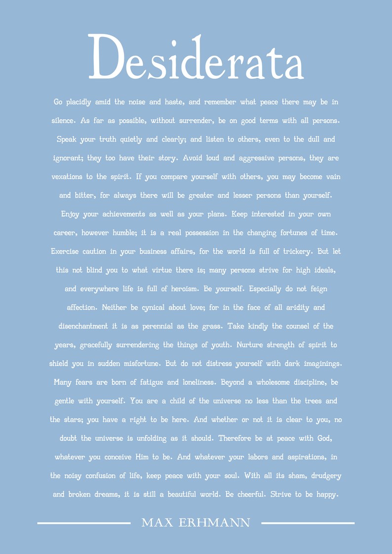 Max Erhmann Desiderata Poem Art Print - Etsy