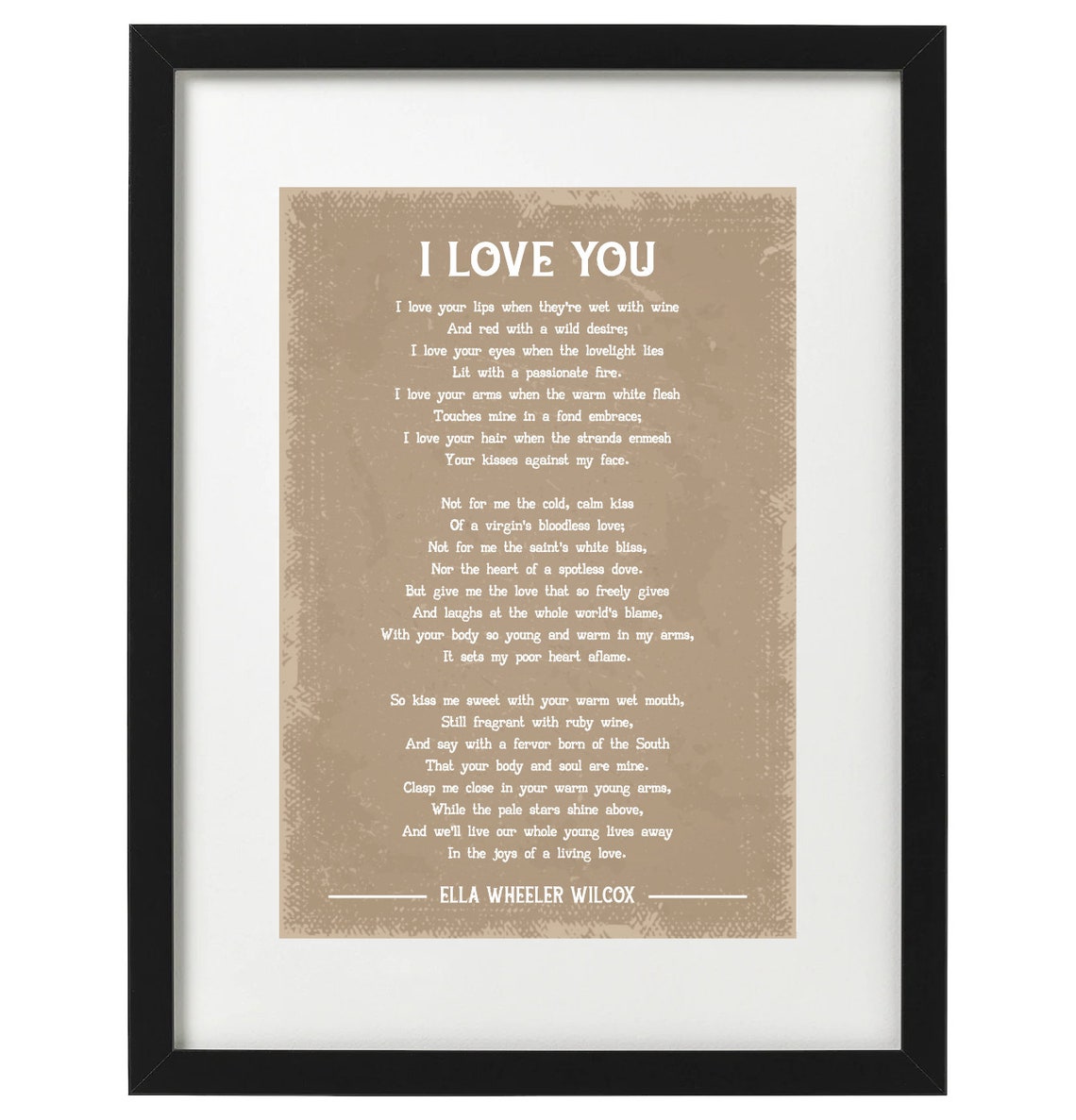 Ella Wheeler Wilcox I Love You Poem Art Print - Etsy UK
