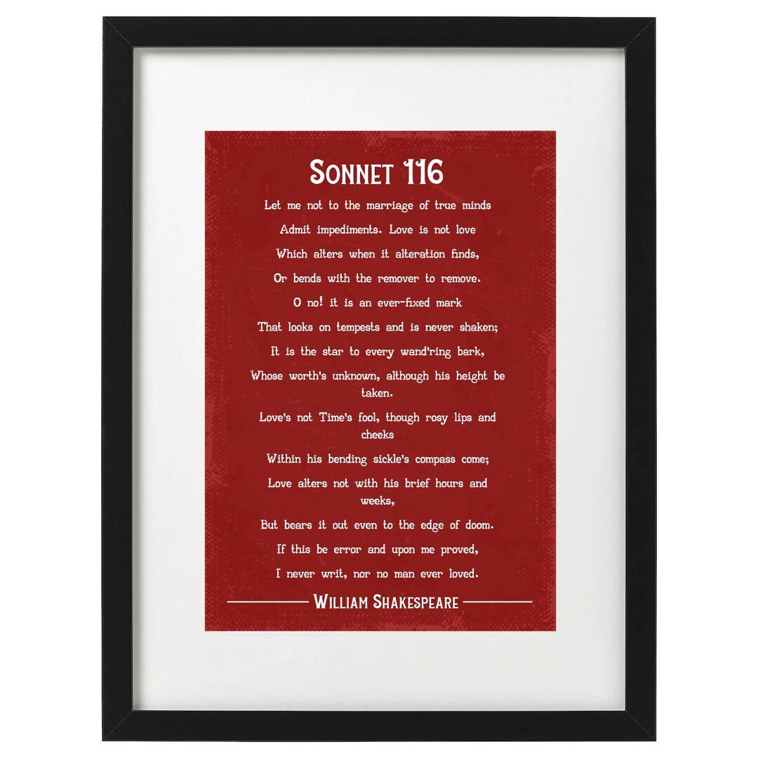 William Shakespeare Sonnet 116 Poem Art Print - Etsy