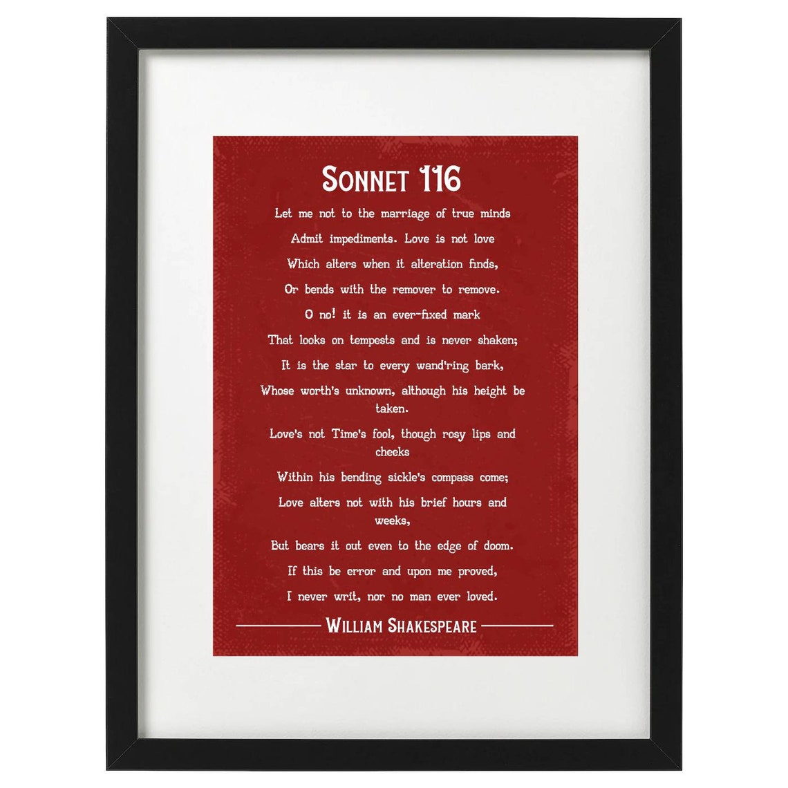 William Shakespeare Sonnet 116 Poem Art Print - Etsy