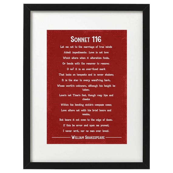 William Shakespeare Sonnet 116 Poem Art Print - Etsy