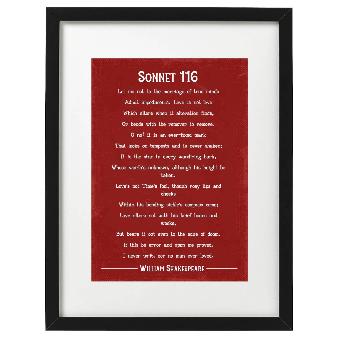 William Shakespeare Sonnet 116 Poem Art Print - Etsy