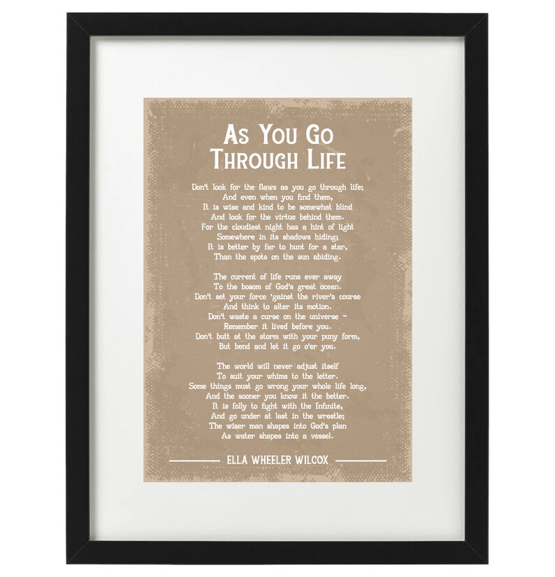 Ella Wheeler Wilcox as You Go Through Life Poem Art Print - Etsy