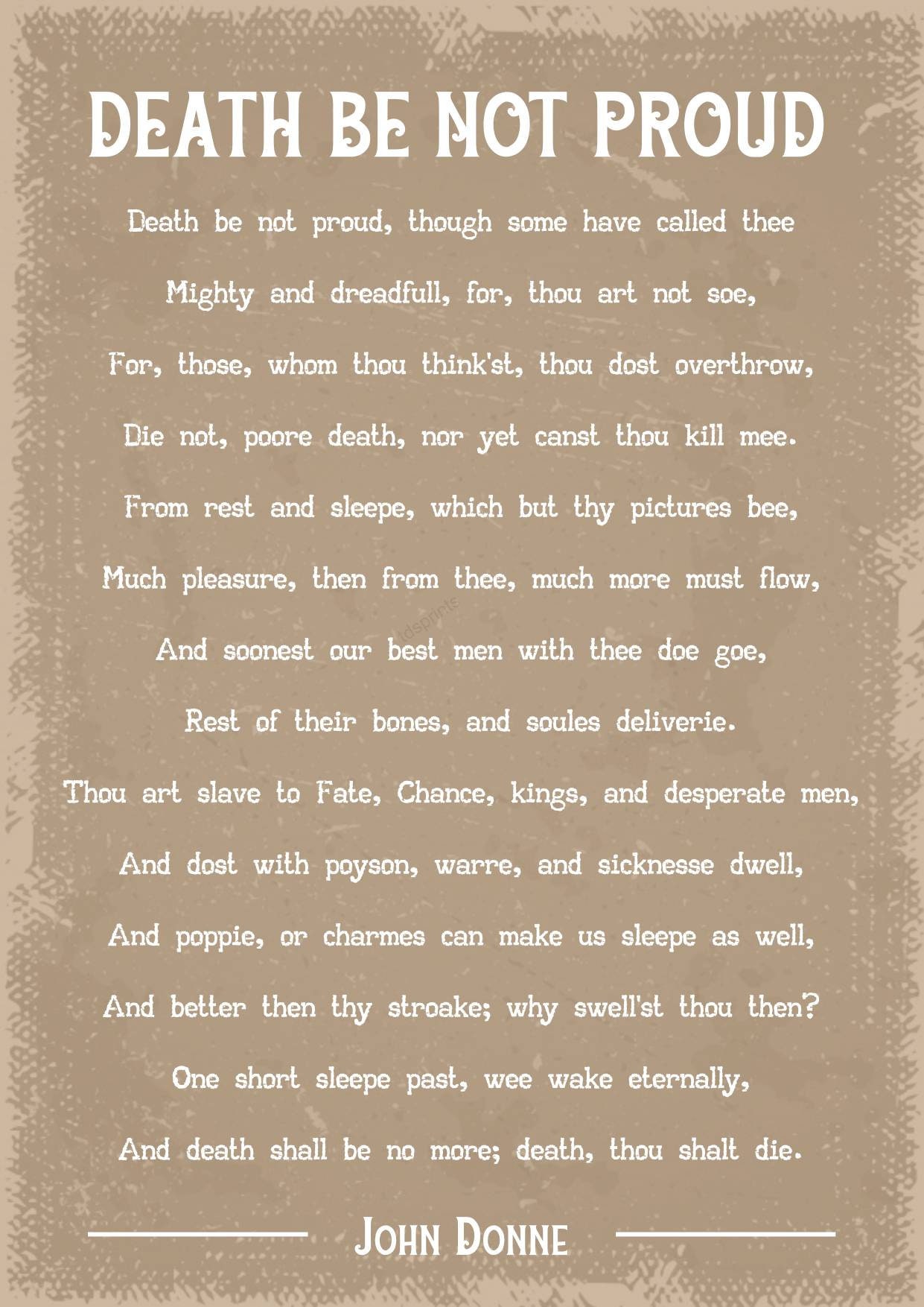 John Donne Death be not proud poem art print - Etsy 日本