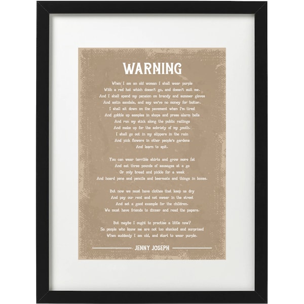 Warning Poem Print by Jenny Joseph - Etsy