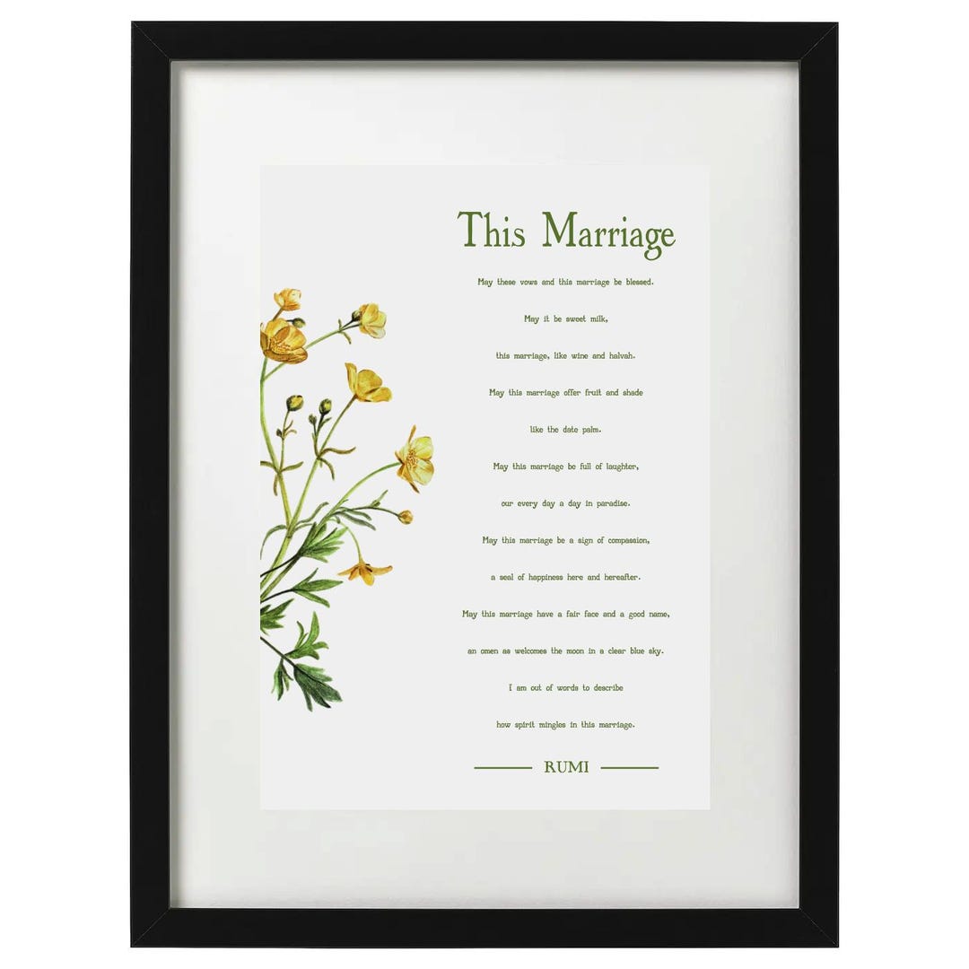 Rumi This Marriage Poem / Wedding Gift Art Print - Etsy