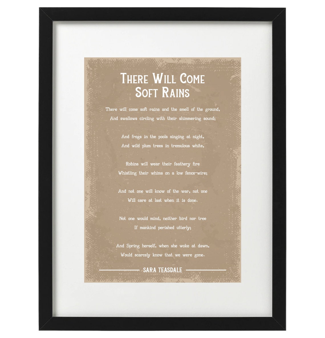 Sara Teasdale There Will Come Soft Rains Poem Art Print - Etsy