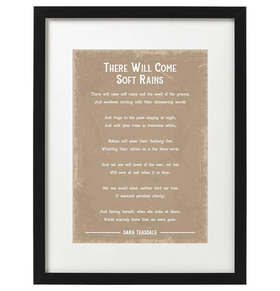 Sara Teasdale There Will Come Soft Rains Poem Art Print | Etsy UK