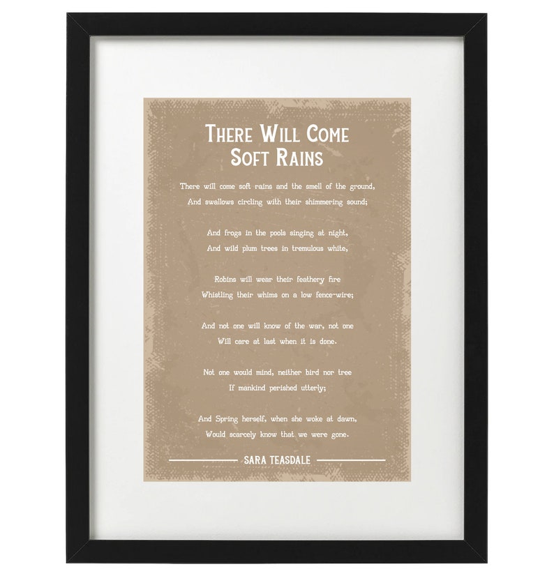 Sara Teasdale There Will Come Soft Rains Poem Art Print - Etsy UK