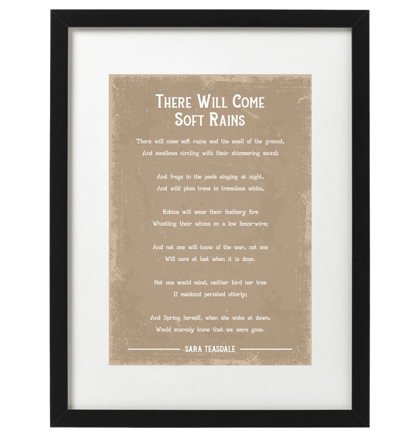 Sara Teasdale There Will Come Soft Rains Poem Art Print - Etsy UK