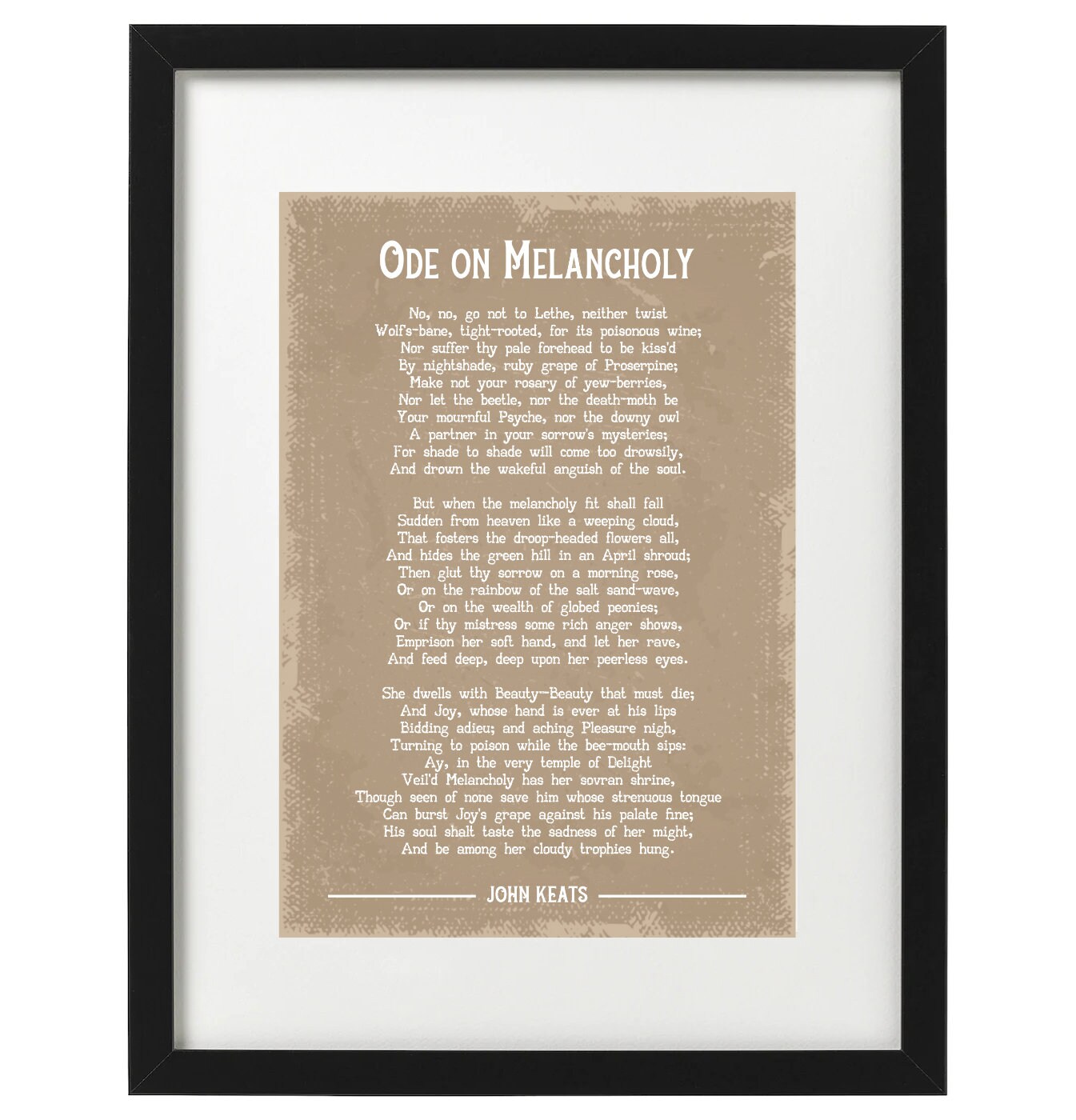 John Keats Ode on Melancholy Poem Art Print - Etsy
