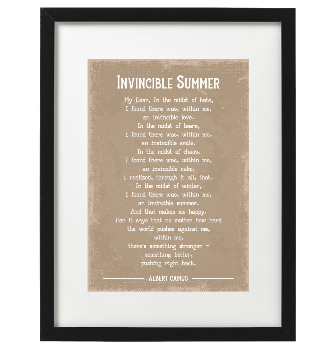 Albert Camus Invincible Summer Art Print - Etsy Australia