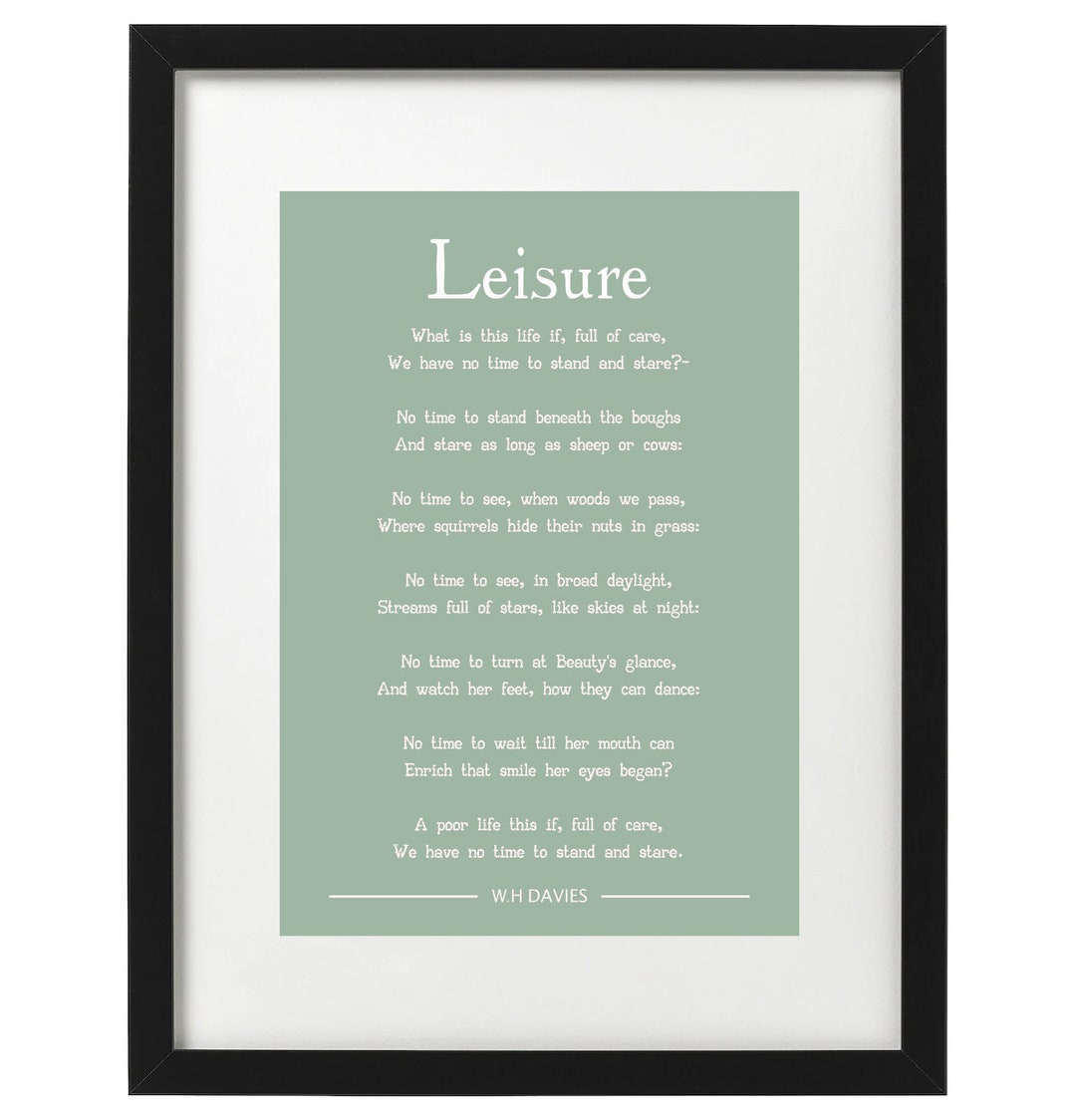 W H Davies Leisure Poem Art Print - Etsy