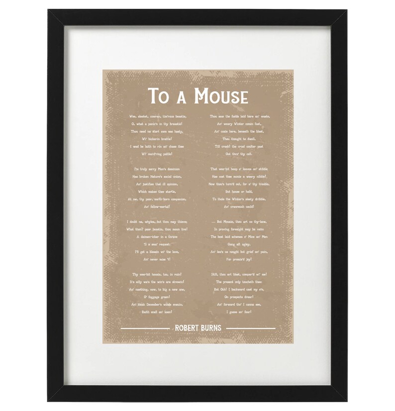 Robert Burns to a Mouse Poem Art Print - Etsy
