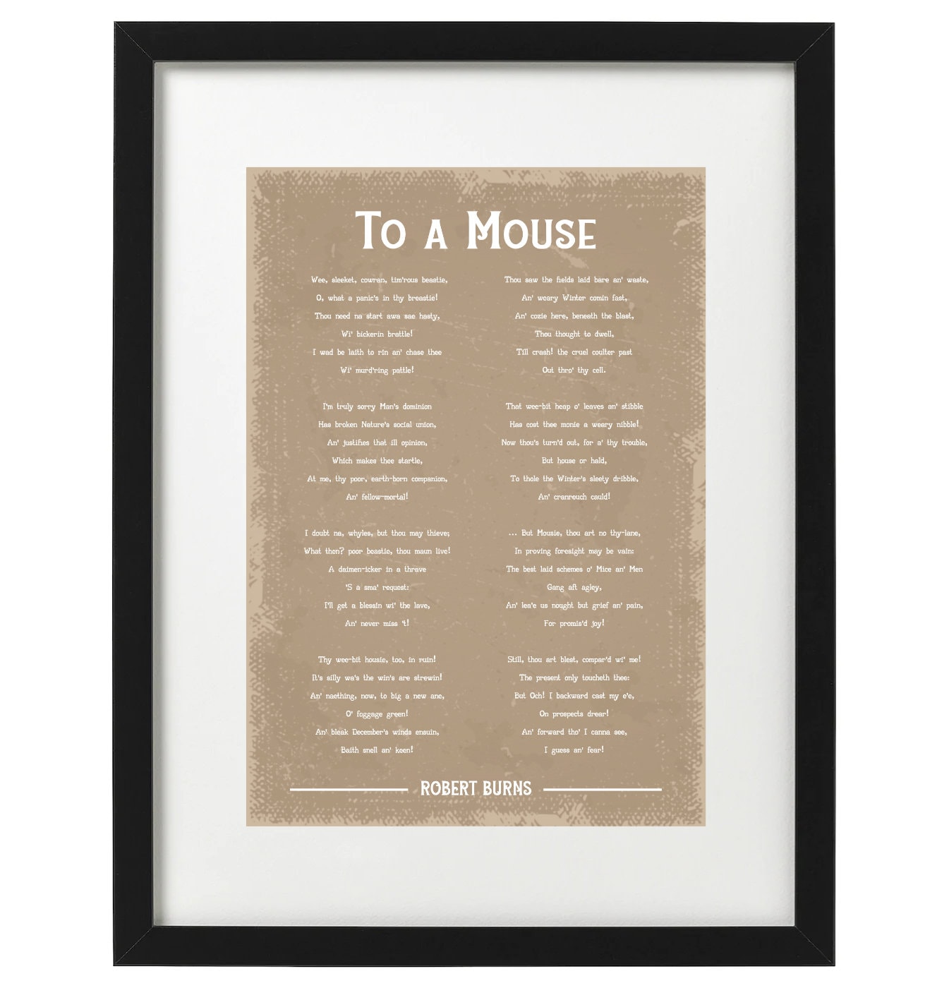 Robert Burns to a Mouse Poem Art Print - Etsy UK