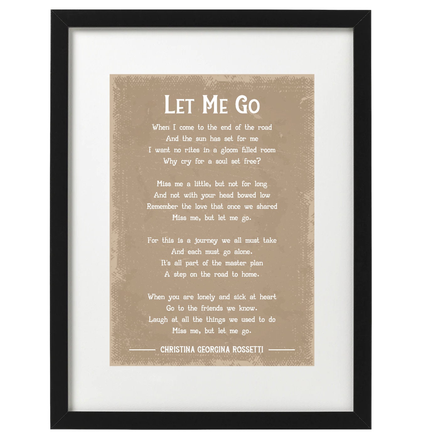 Christina Rossetti Let Me Go Funeral / Bereavement Poem Art Print - Etsy