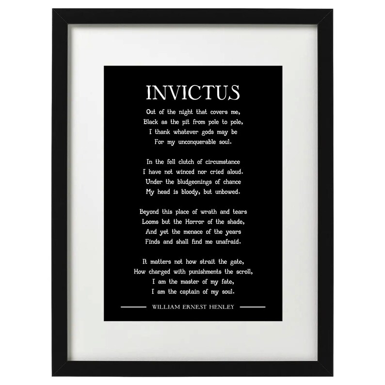 William Ernest Henley Invictus Poem Art Print - Etsy