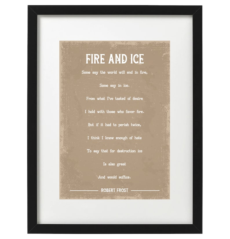 Robert Frost Fire and Ice Poem Art Print - Etsy UK