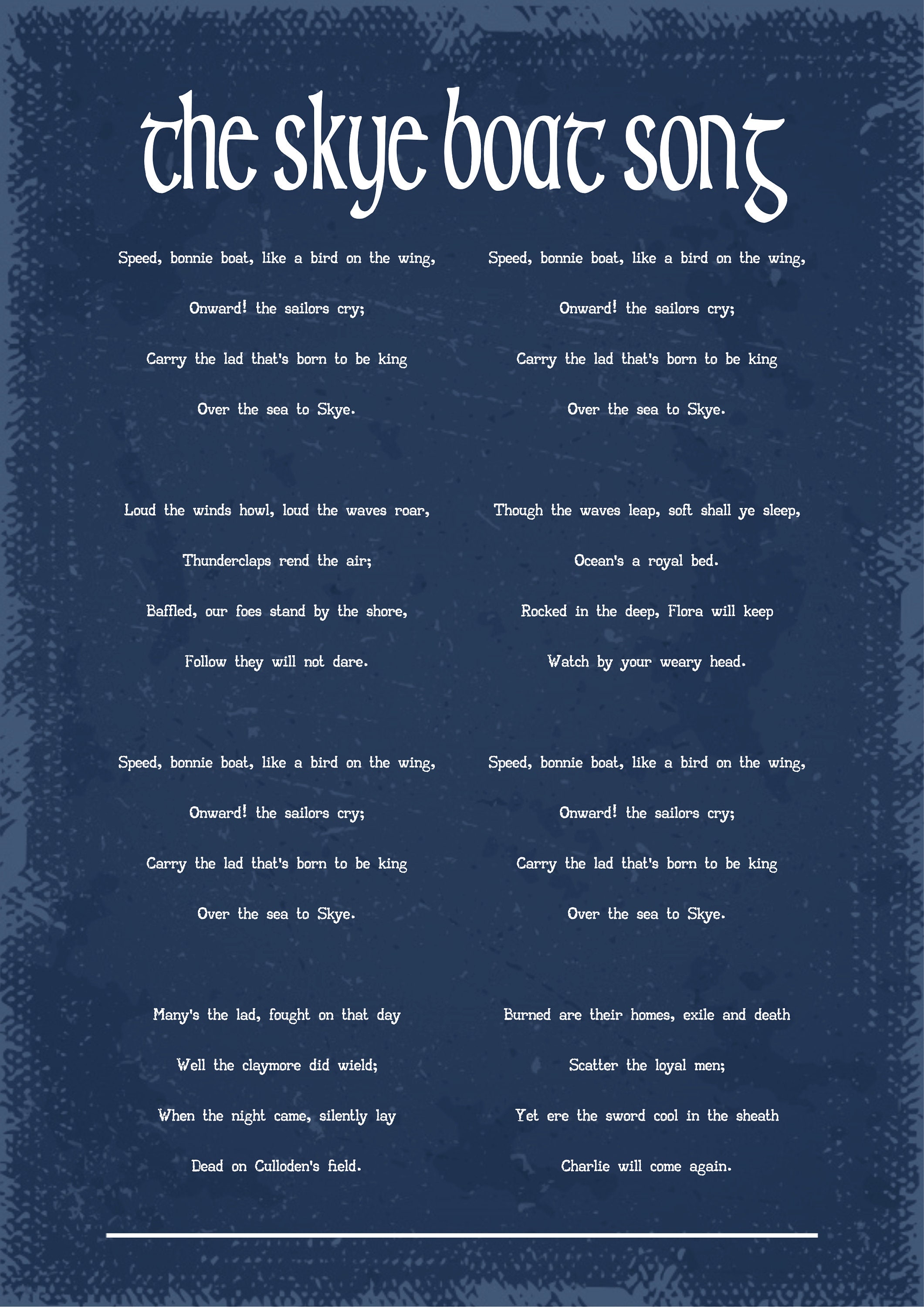 The Skye Boat Song Traditional Scottish Song Art Print - Etsy