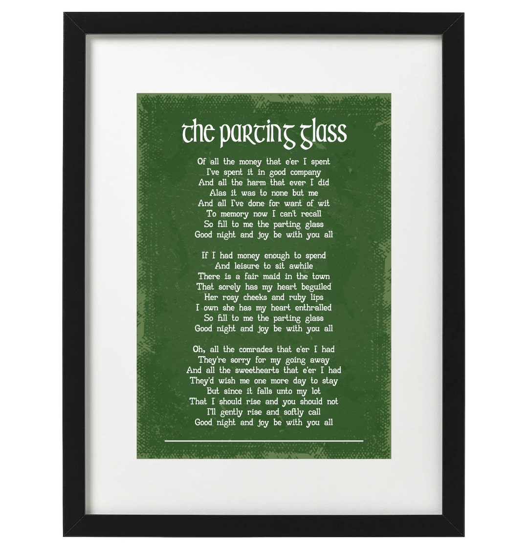 The Parting Glass Traditional Irish Song Art Print - Etsy