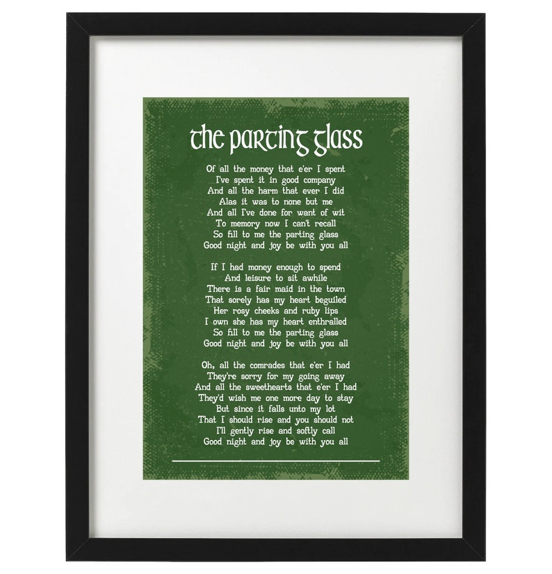 The Parting Glass Traditional Irish Song Art Print - Etsy