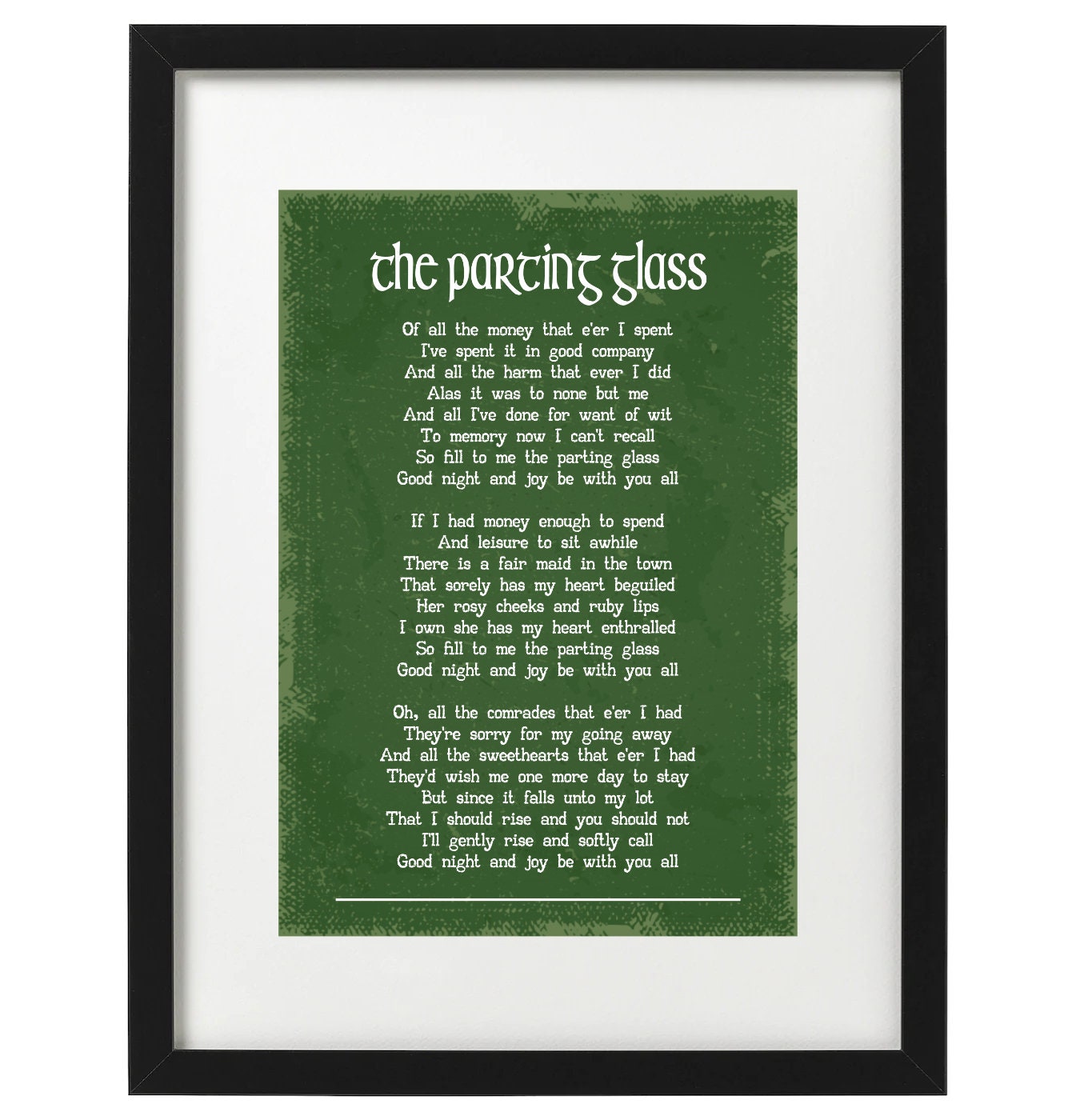 The Parting Glass Traditional Irish Song Art Print - Etsy