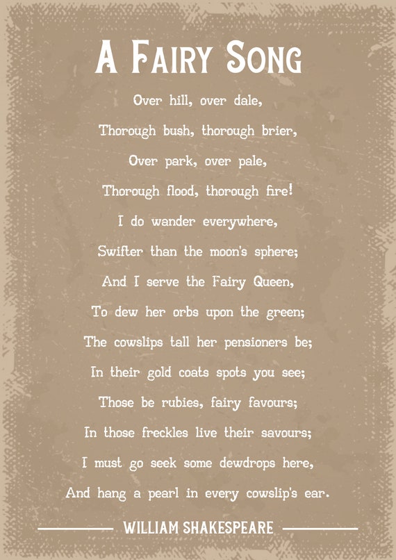 William Shakespeare Poems A Fairy Song