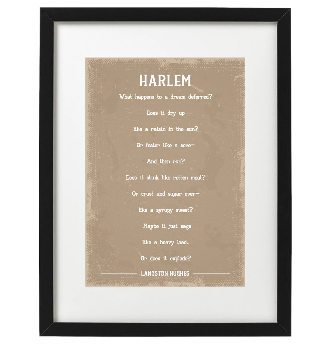 Langston Hughes Harlem Poem Art Print - Etsy Israel