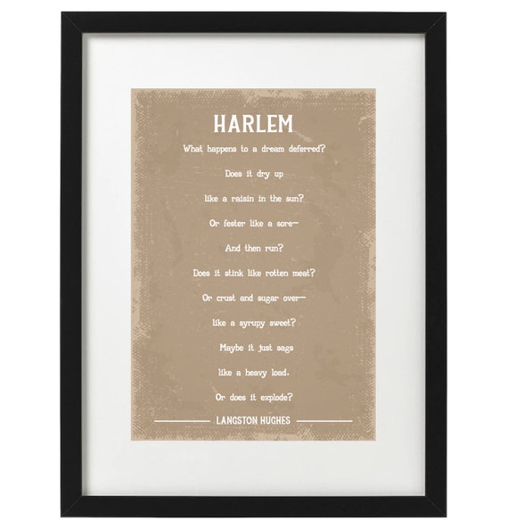 Langston Hughes Harlem Poem Art Print | Etsy