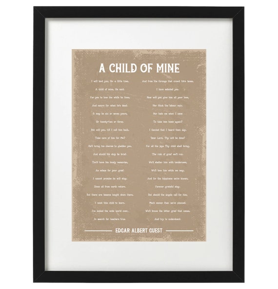 Edgar Albert Guest A Child of Mine Poem Art Print | Etsy