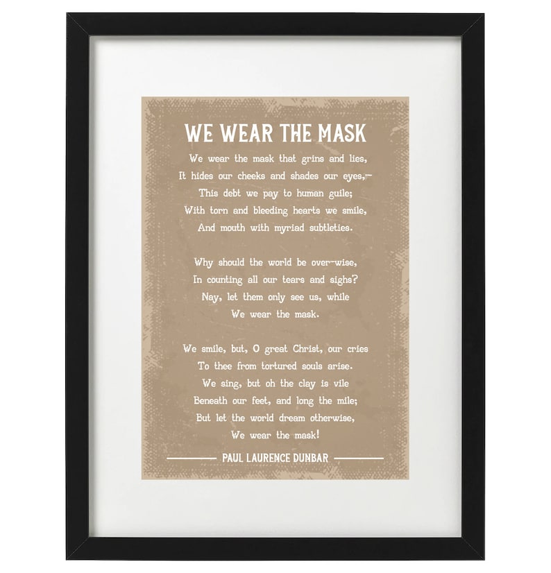 Paul Laurence Dunbar We Wear the Mask Poem Art Print - Etsy