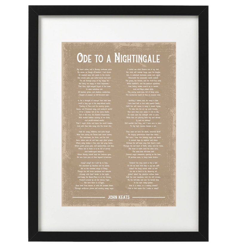 John Keats Ode to a Nightingale Poem Art Print - Etsy