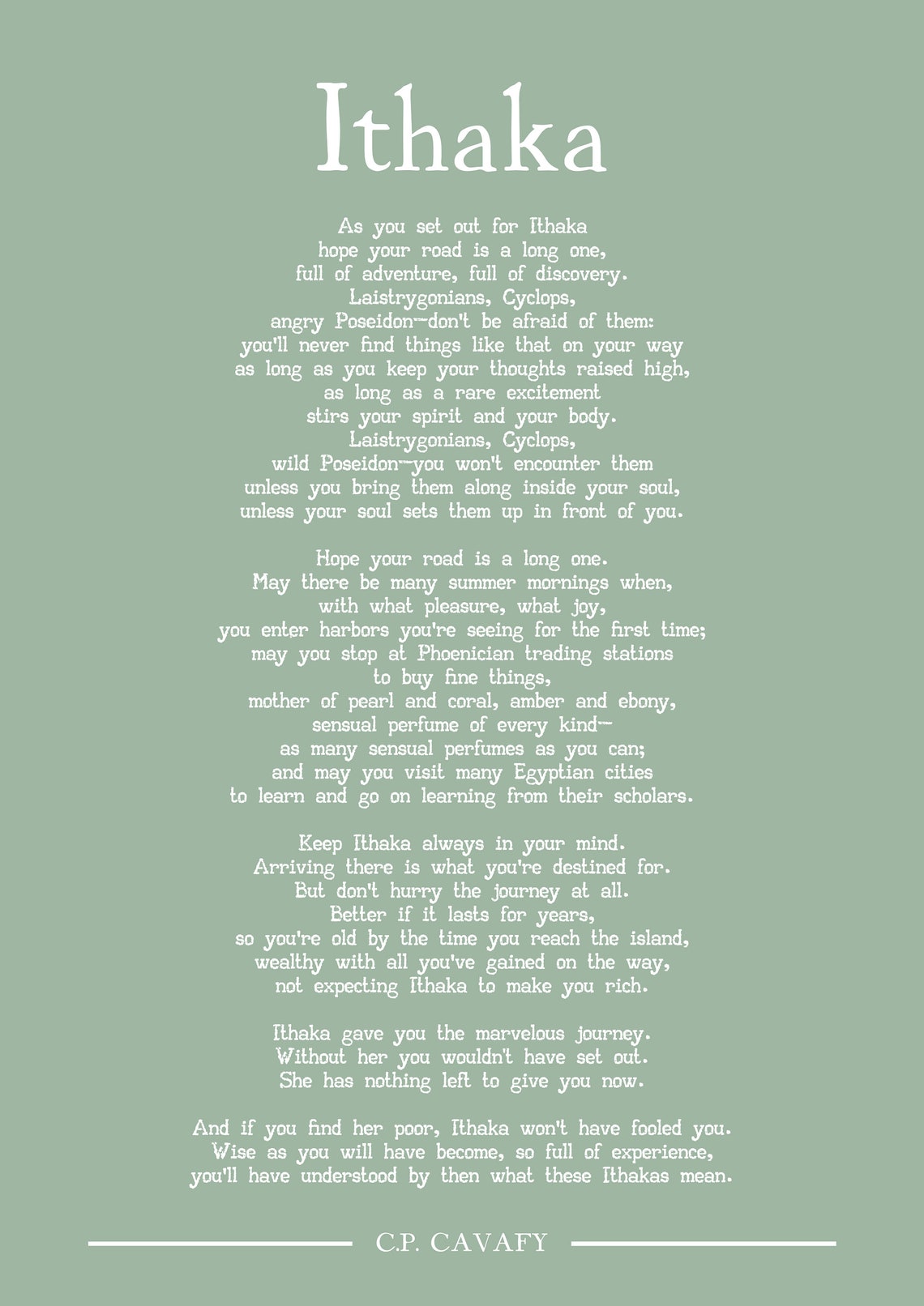 C P Cavafy Ithaka Poem Art Print - Etsy