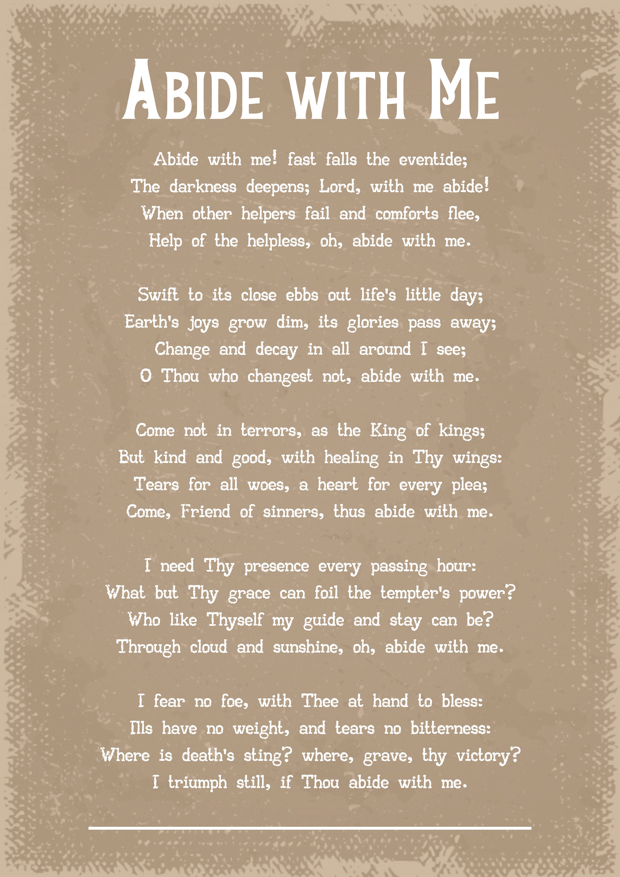 Abide With Me Christian Hymm Lyrics Art Print - Etsy