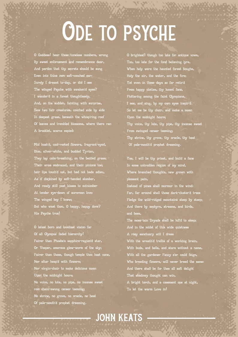 John Keats Ode to Psyche Poem Art Print - Etsy