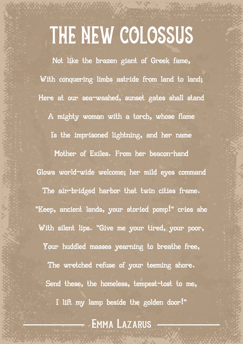 Emma Lazarus the New Colossus Poem Art Print - Etsy