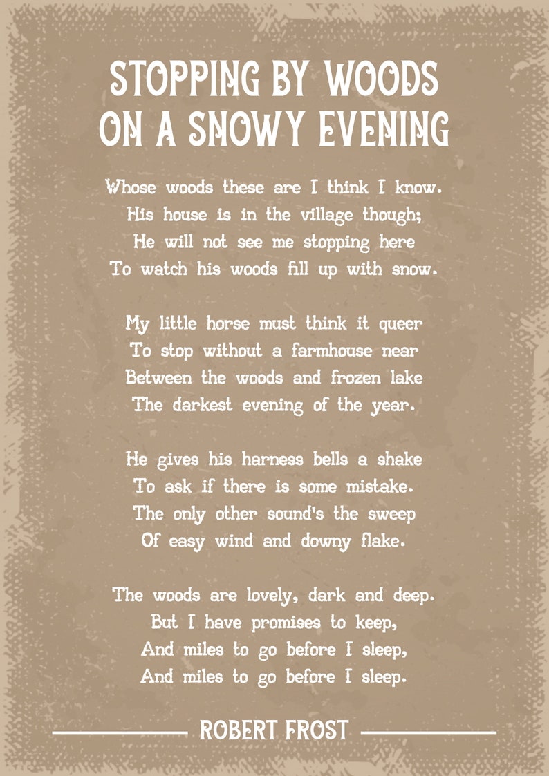 Robert Frost Stopping by Woods on a Snowy Evening - Etsy