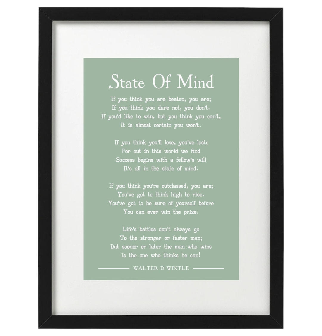 Walter D Wintle State of Mind Poem Art Print - Etsy