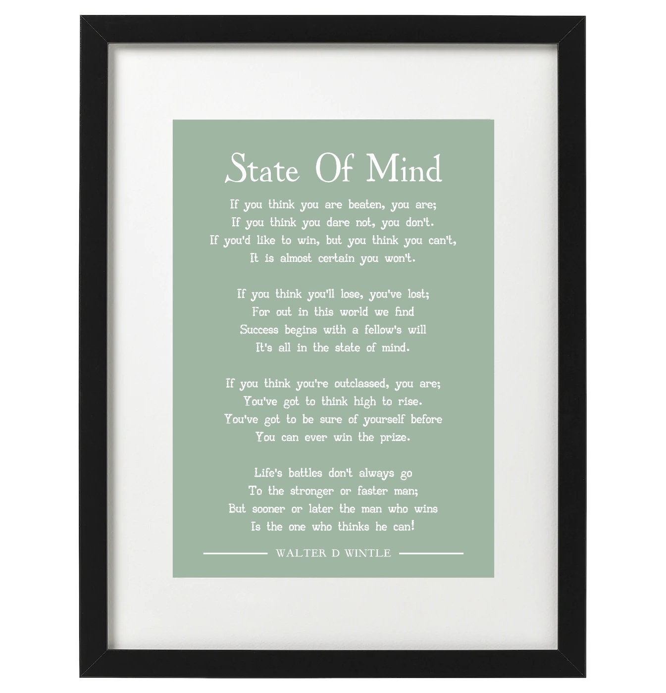 Walter D Wintle State of Mind Poem Art Print - Etsy