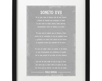 Poema 15 De Pablo Neruda Spanish Poetry Art Print, Poem Physical Print ...