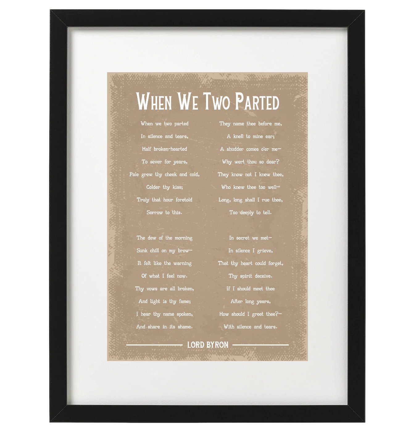 Lord Byron When We Were Parted Poem Art Print - Etsy