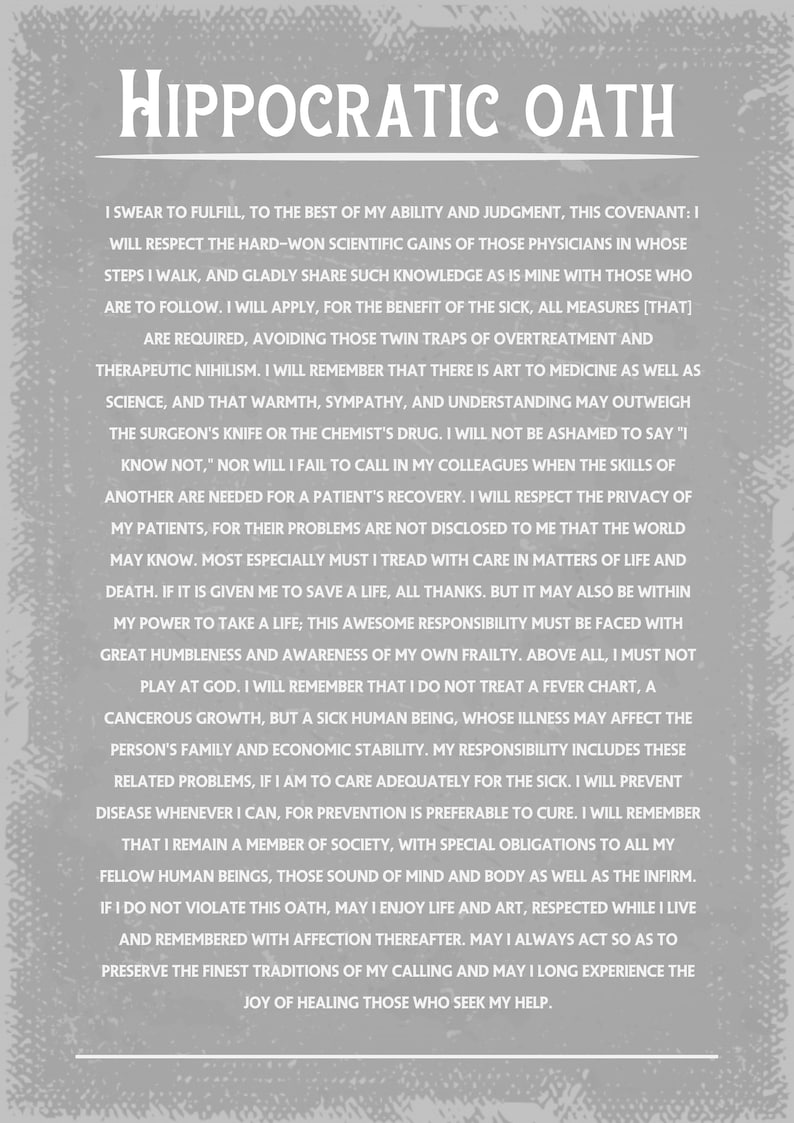 The Hippocratic Oath Art Print - Etsy