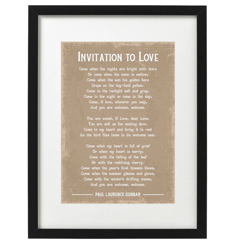 Paul Laurence Dunbar Invitation to Love Poem Art Print - Etsy